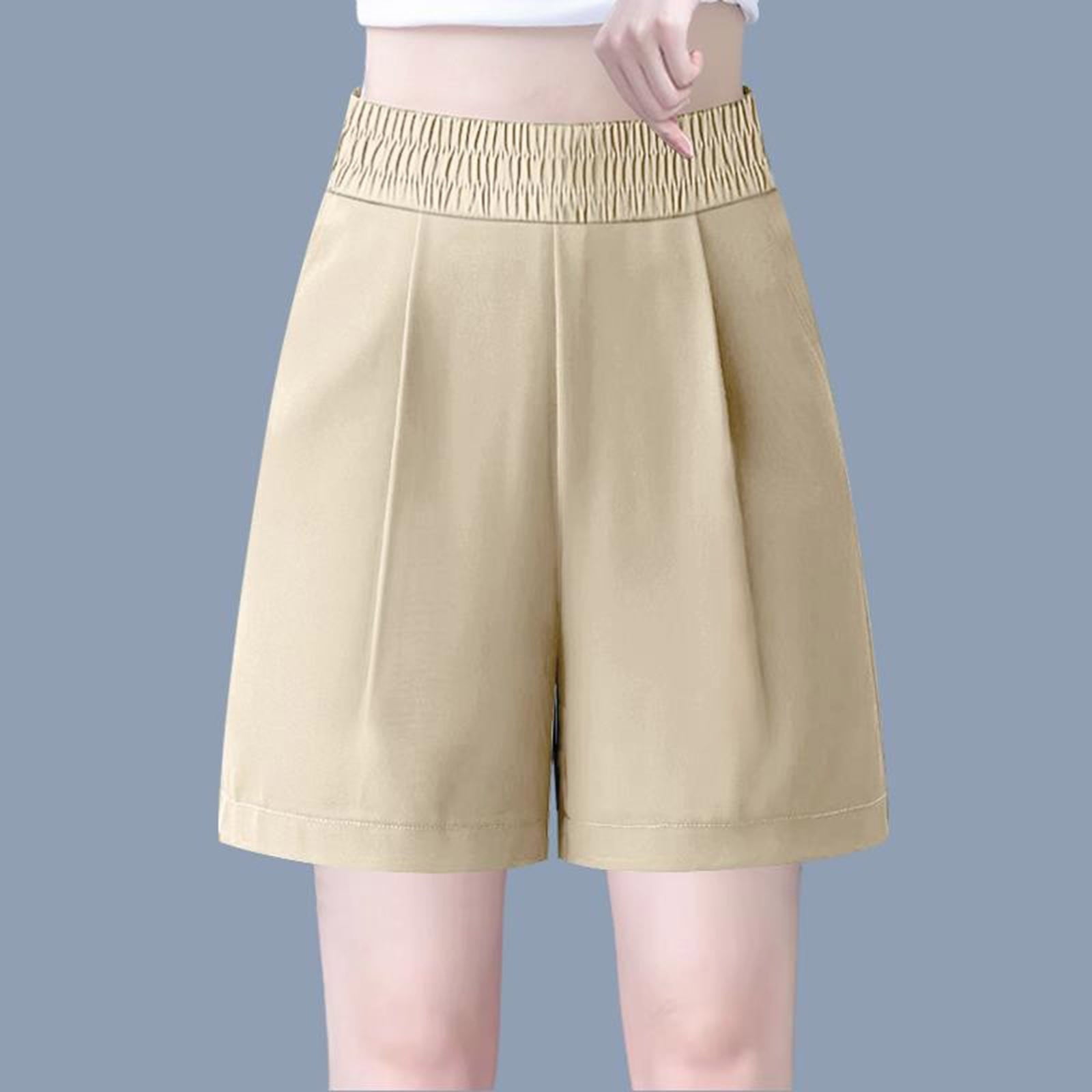 CENGNIAN Women's Bermuda Casual Dress Shorts Wide Leg Long Shorts High ...