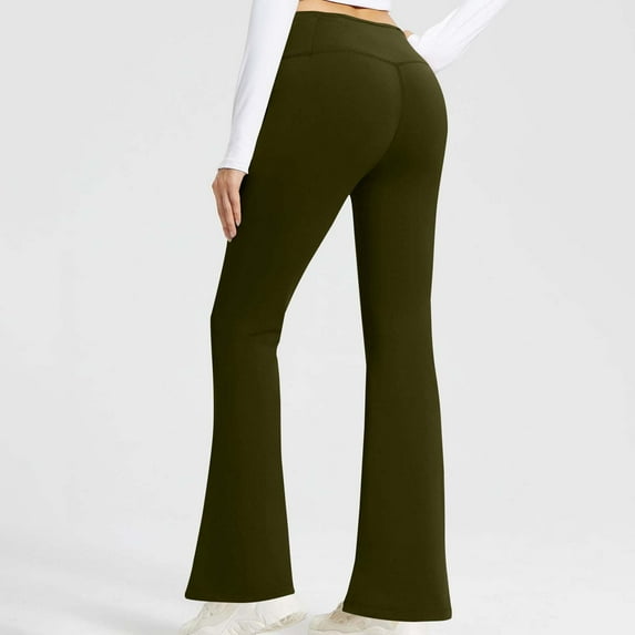 CENGNIAN Women's Solid Color High Waist Comfy Stretch Boho 70s Bell ...