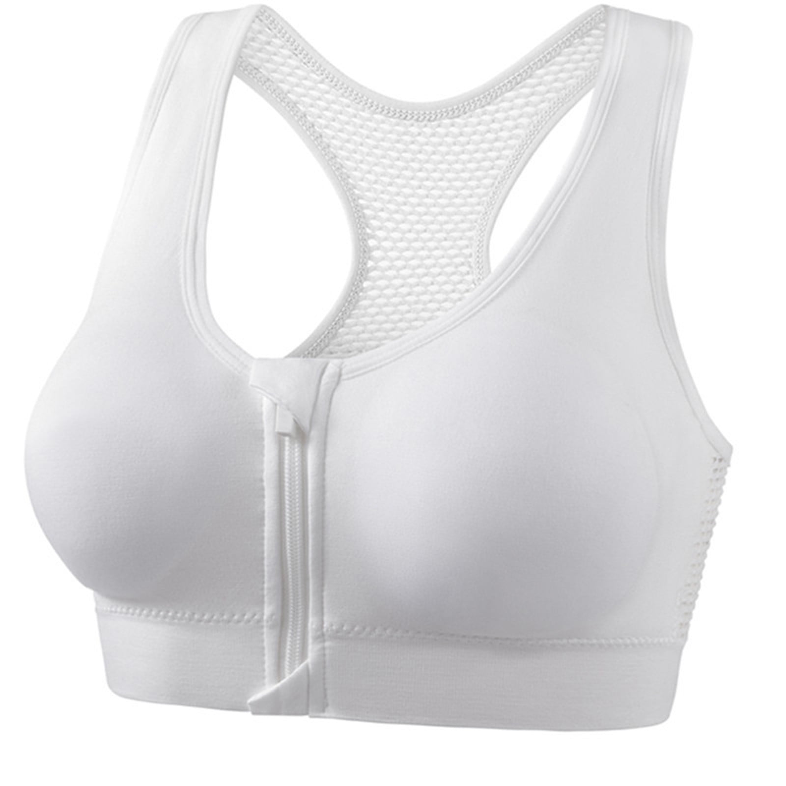 CENGNIAN Women's Zip Front Sports Bra No Steel Ring Yoga Wireless Post ...