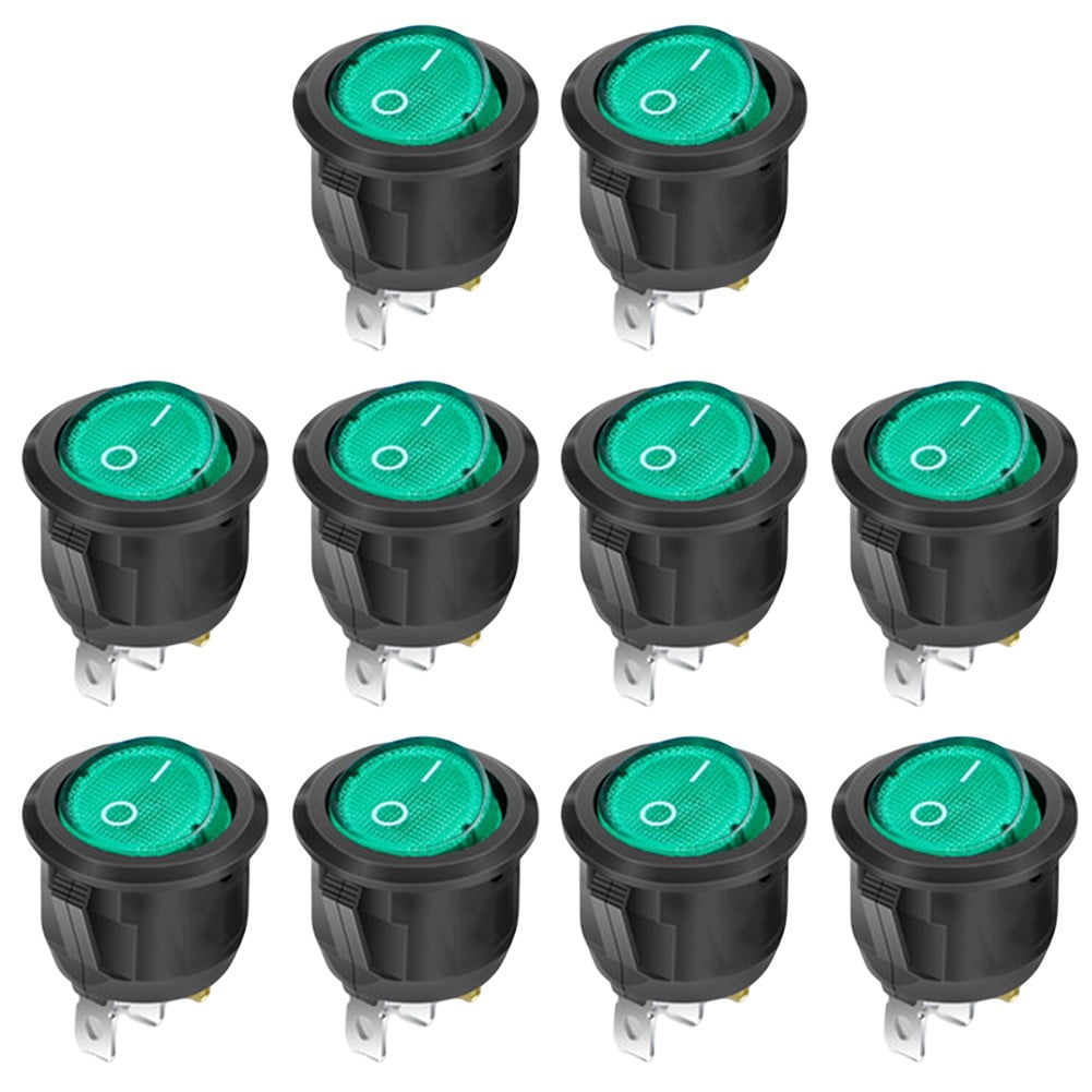 CENL 10 Pack Round Rocker Switch On/Off 3 Terminals LED Light 10A ...