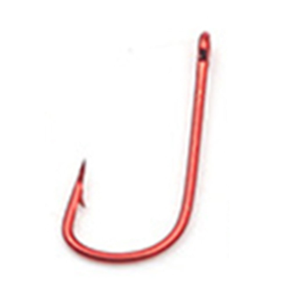 CENL 100pcs High Carbon Steel Fishing Hook Red with Barb Fast Attack ...