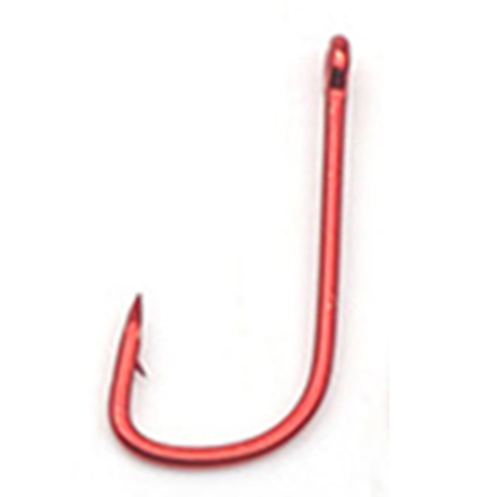 CENL 100pcs High Carbon Steel Fishing Hook Red with Barb Fast Attack ...