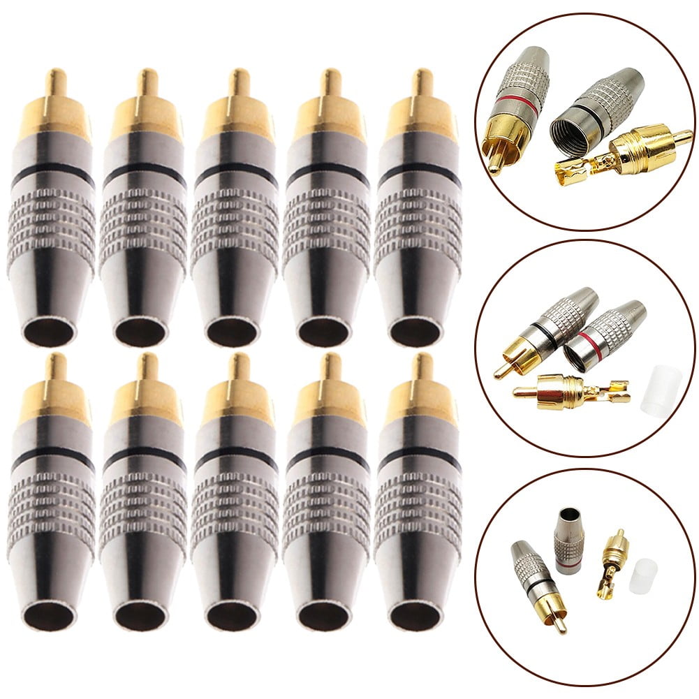 CENL 10pcs Gold Plated Soldering Audio Video RCA Male Plug Adapter Connector part Kit - Walmart.com