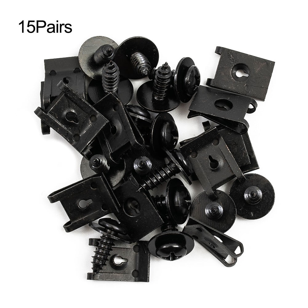 CENL 15 Sets Spring Metal U Type Clips With Screws Car Bumper Fender ...