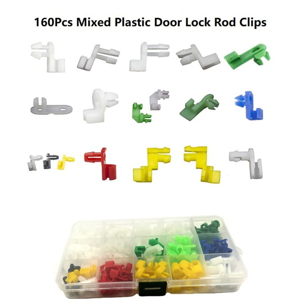 CENL 160Pcs Universal Boxed Plastic Door Lock Rod Clip Fasteners Mixed ...