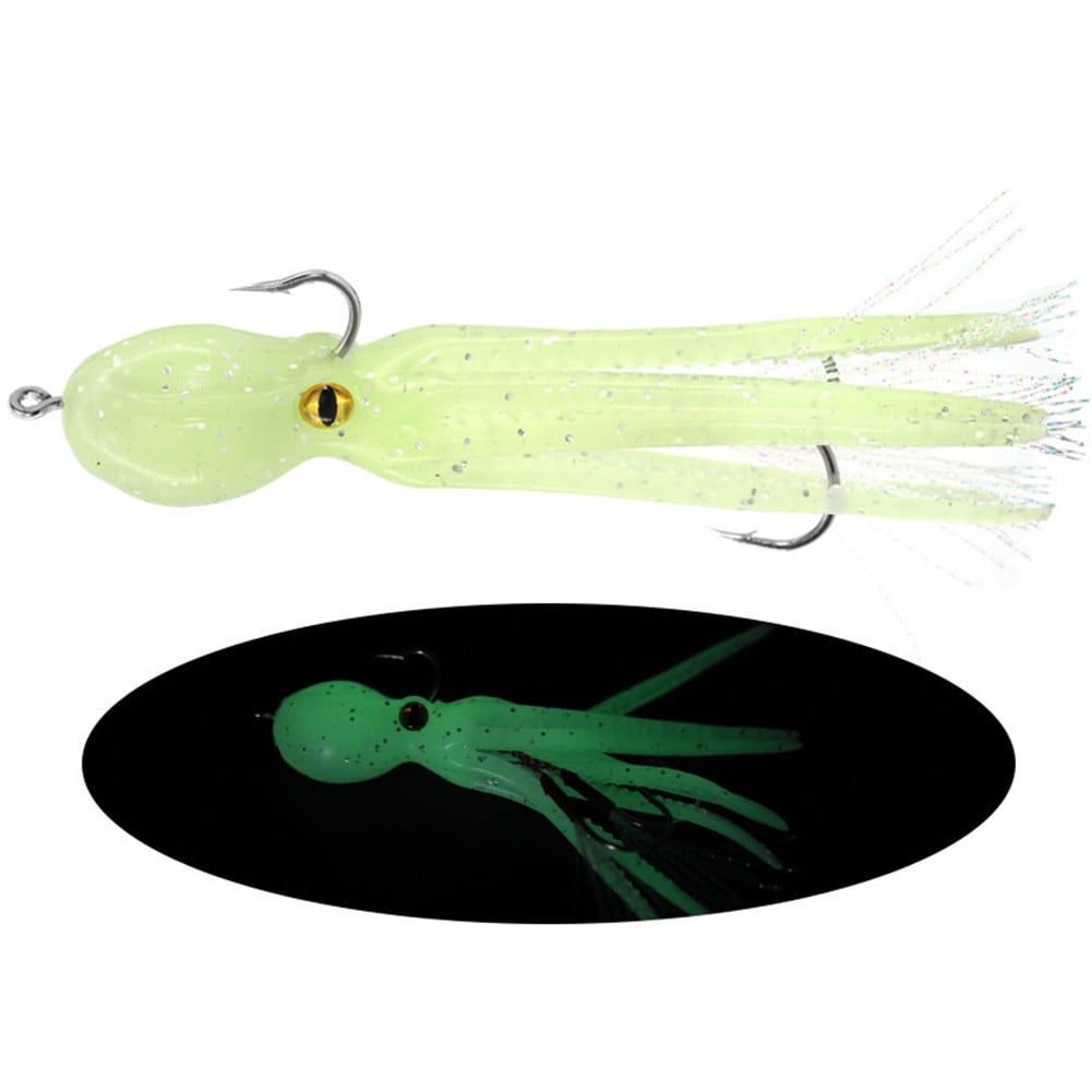 CENL 1PC 22g/11cm Double Hook Octopus Fishing Lure Artificial Silicone ...