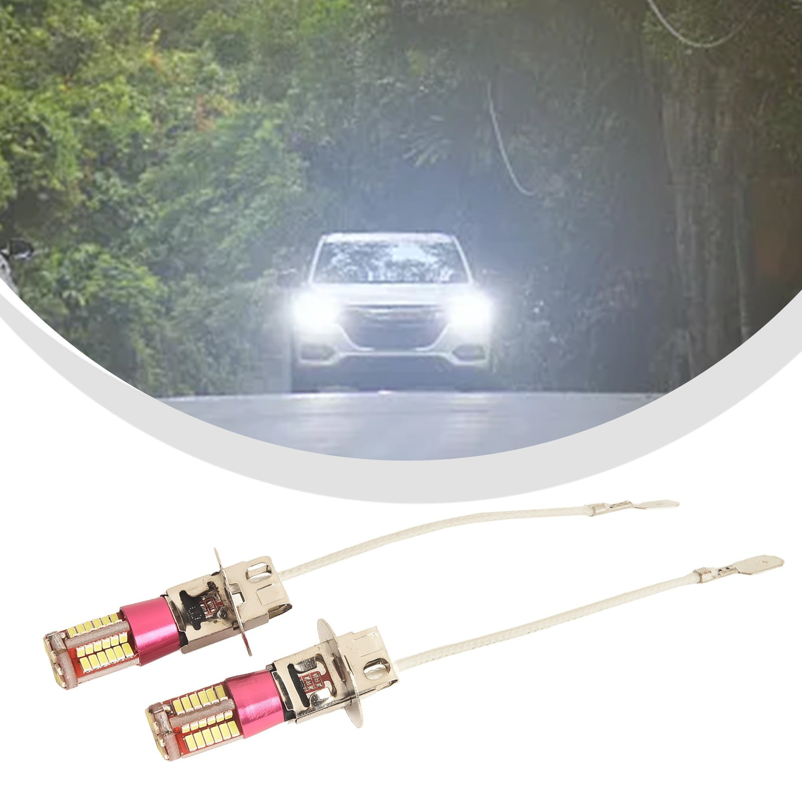 CENL 2x H3 3014 57-smd 3014 Led Car Fog Light Lamp Bulb 6000k Bright ...