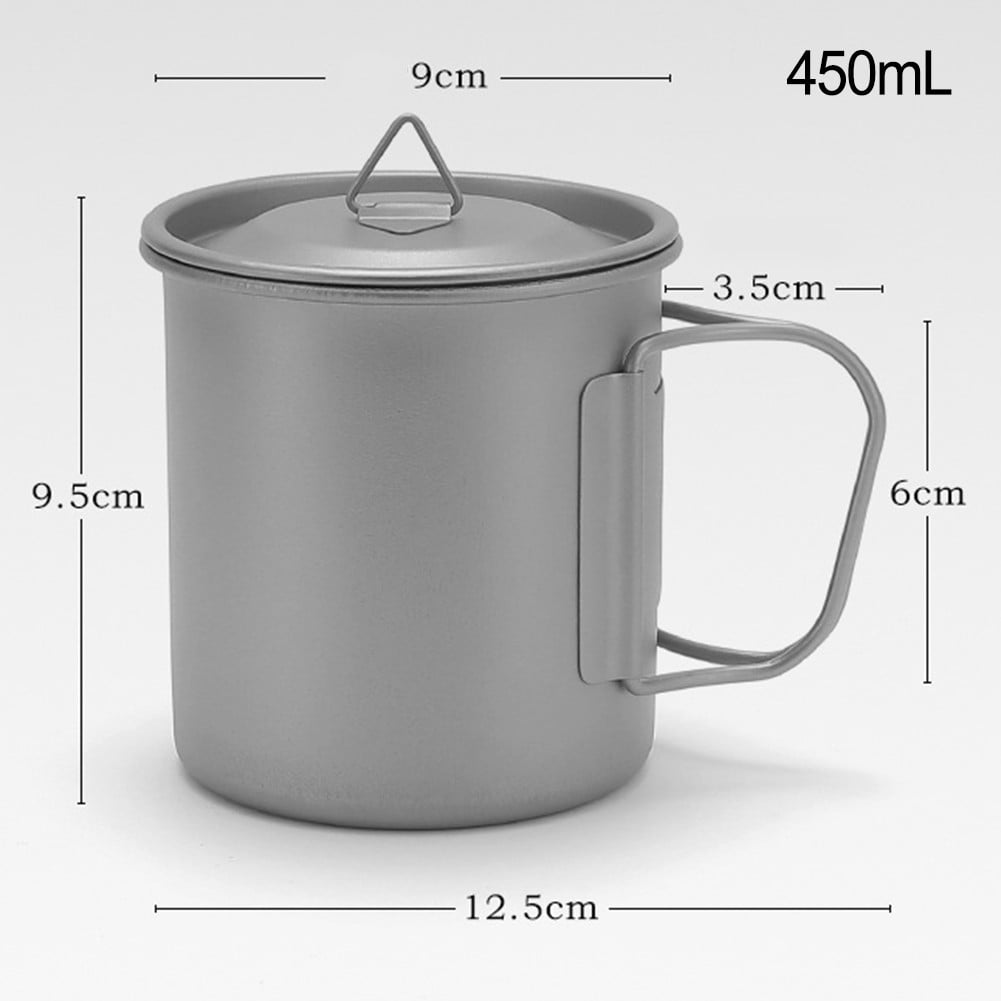 CENL 300/450ML Ti Cup with Lid Portable Camping Coffee Mug Ultralight ...
