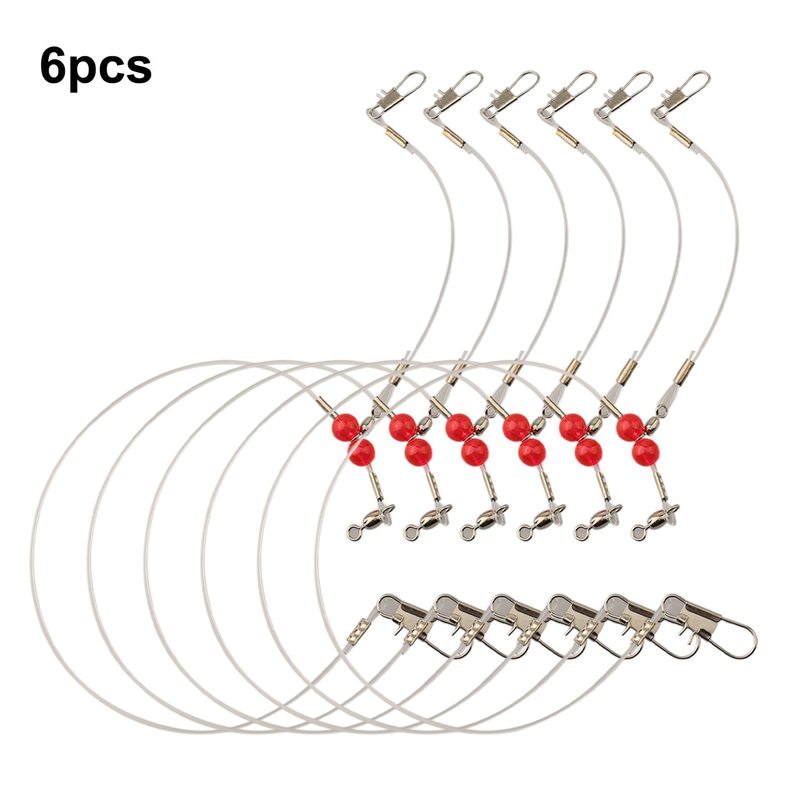 CENL 6pcs Anti Bite Steel Fishing Line Steel Wire Leader With Swivel ...