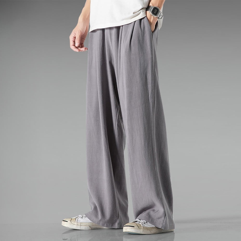 CENL Mens Casual Baggy Pants Elastic Waist Loose Soft Trousers Solid ...