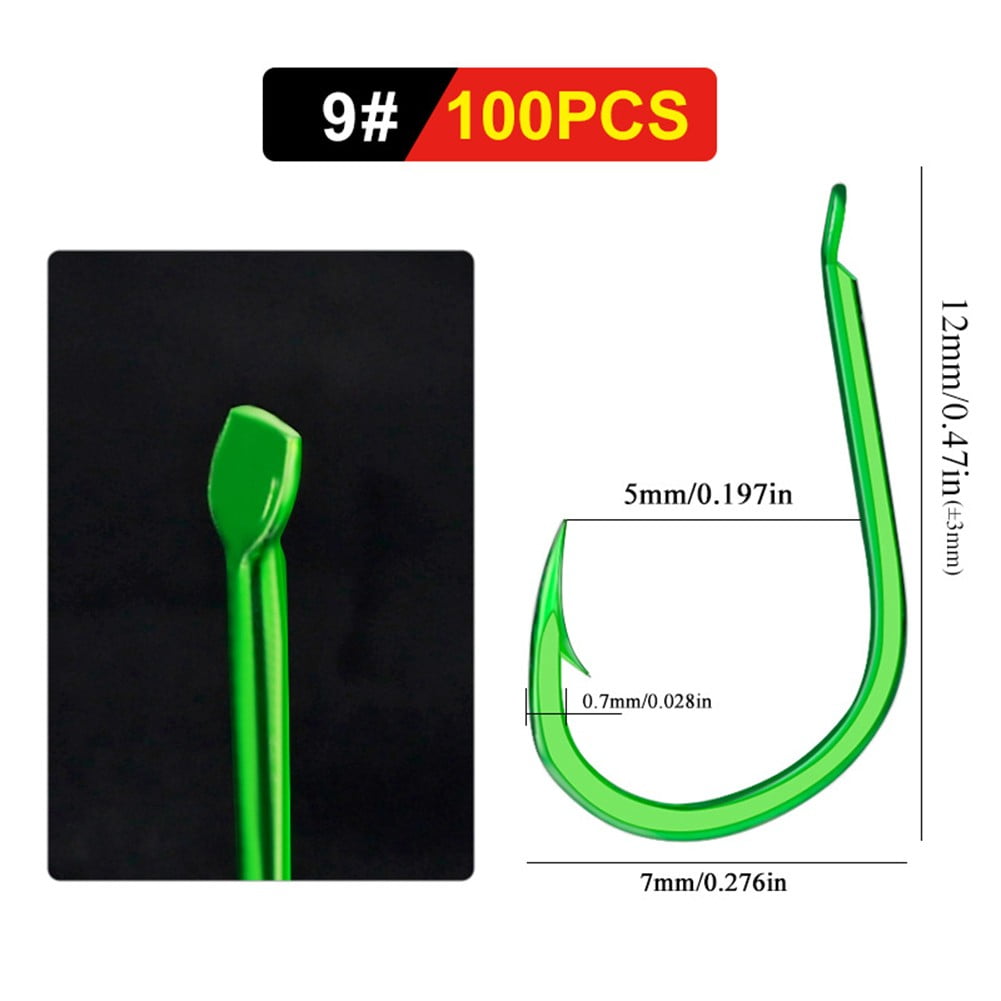 CENL Outdoor Fishing Fluorescent Green Hooks High Carbon Steel, Barbed ...