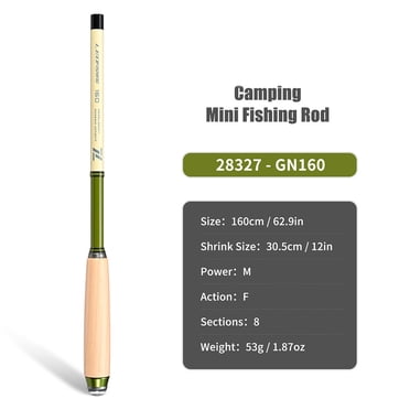 Ronco Portable Pocket Fishing Rod, Green, 6' Length - Walmart.com