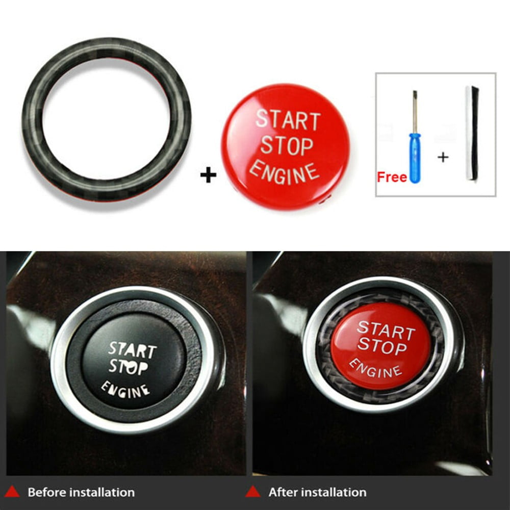 CENL Premium Carbon Fiber Engine Start Stop Button Ring Cover Trim for BMW E90 E92 E93 2009 2012 ...