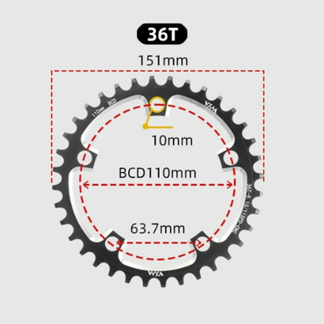 CENL Road Bike Single Chainwheel 110BCD 5 Bolts 36T 38T 40T Narrow Wide ...