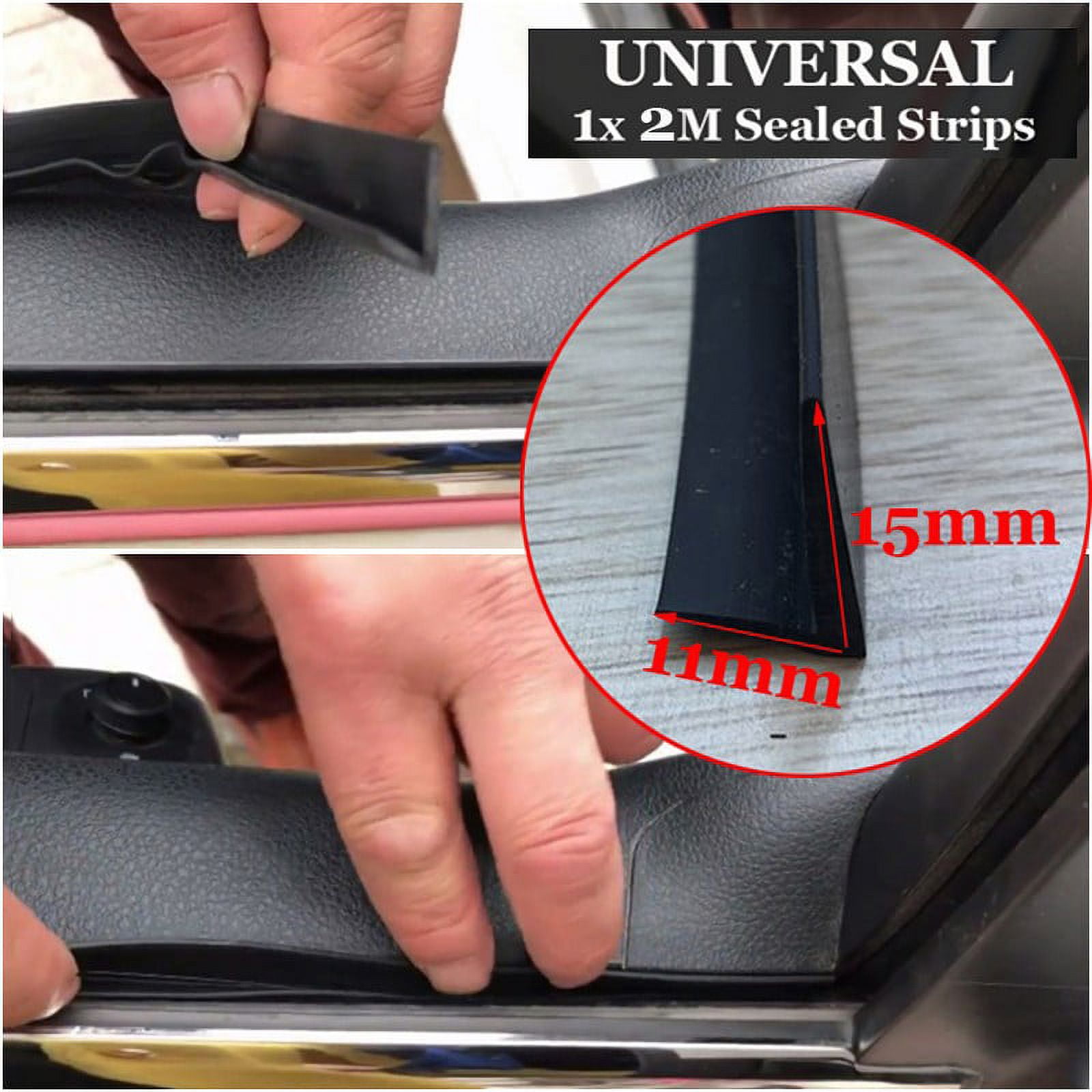 CENL Universal Black 2M Car Door Side Window Trim Edge Moulding Rubber ...