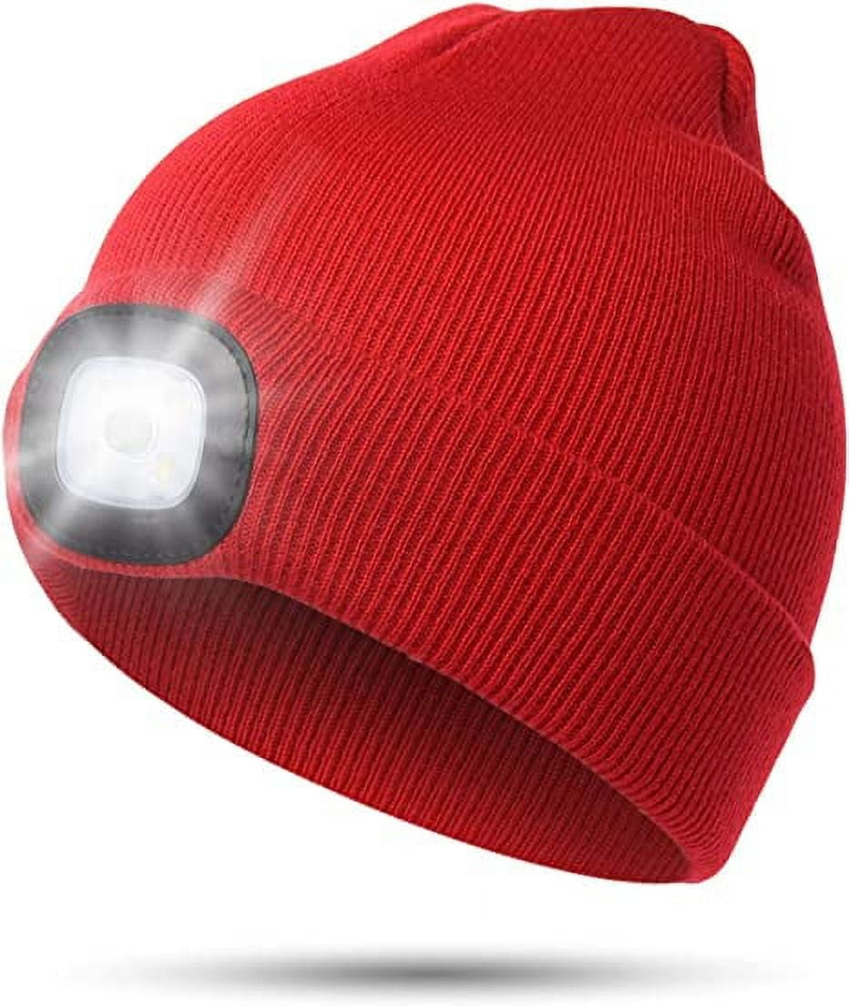 CENSGO Unisex Headlight Hat, USB Rechargeable LED Headlamp Built Beanie ...
