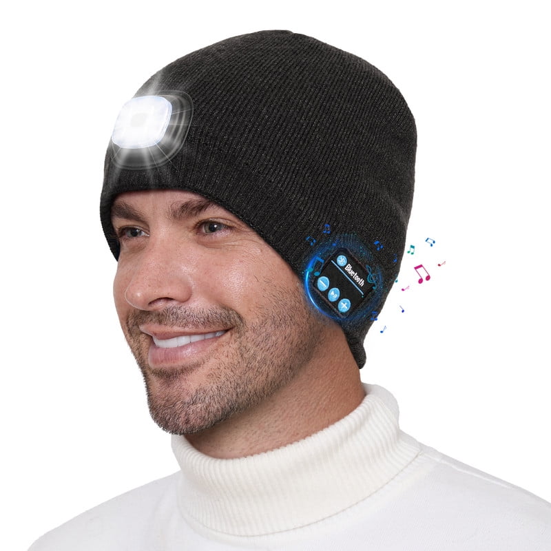 CENSGO Fleece Lined Bluetooth Beanie with a Light, Musical Stocking Cap ...