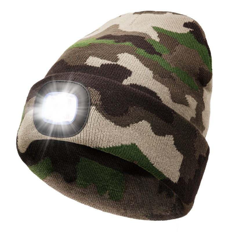 CENSGO Hat with Light, Warm Winter Flashlight Cap with USB Rechargeable ...