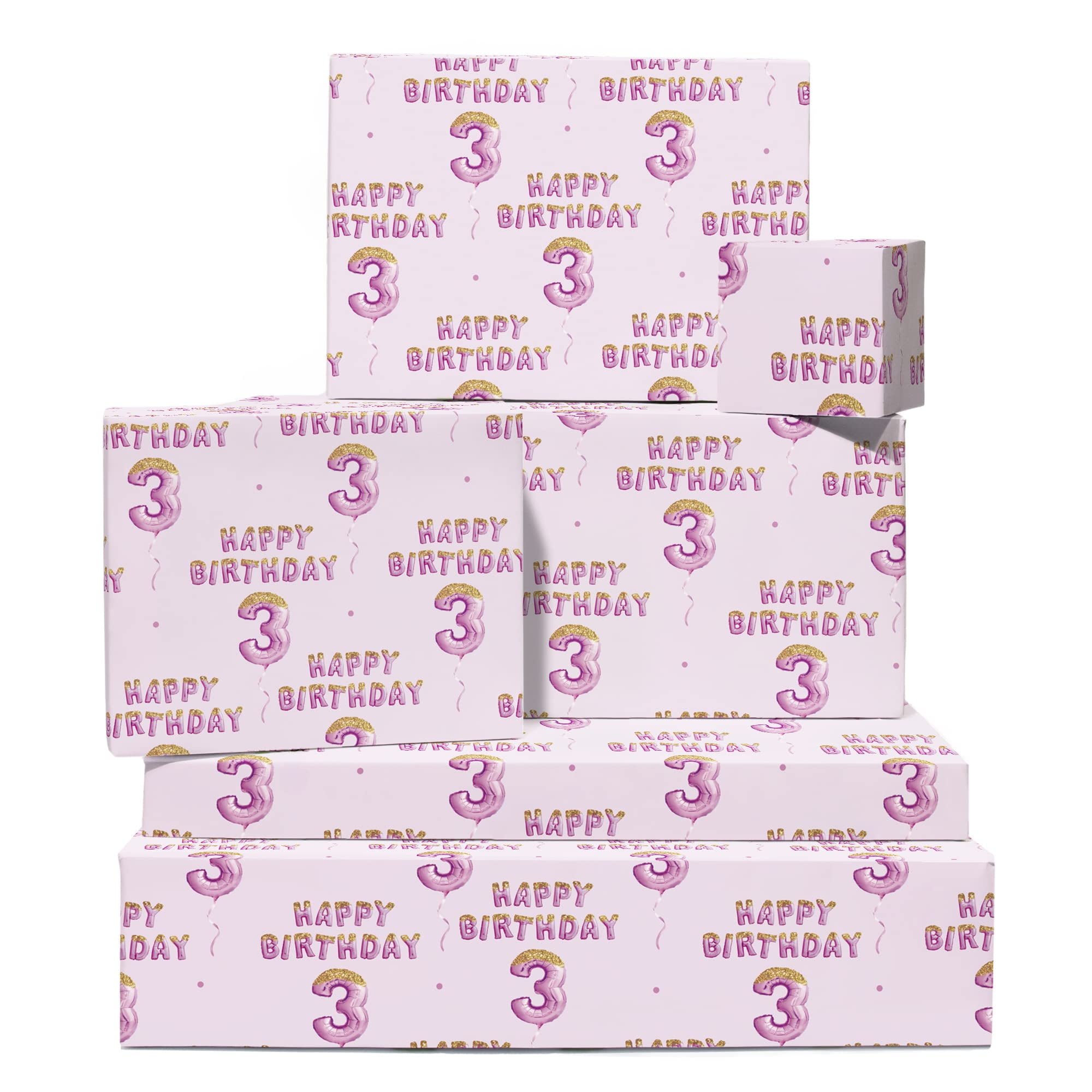 CENTRAL 23 Birthday TWE5 Wrapping Paper For Girls - 6 Sheets Pink ...