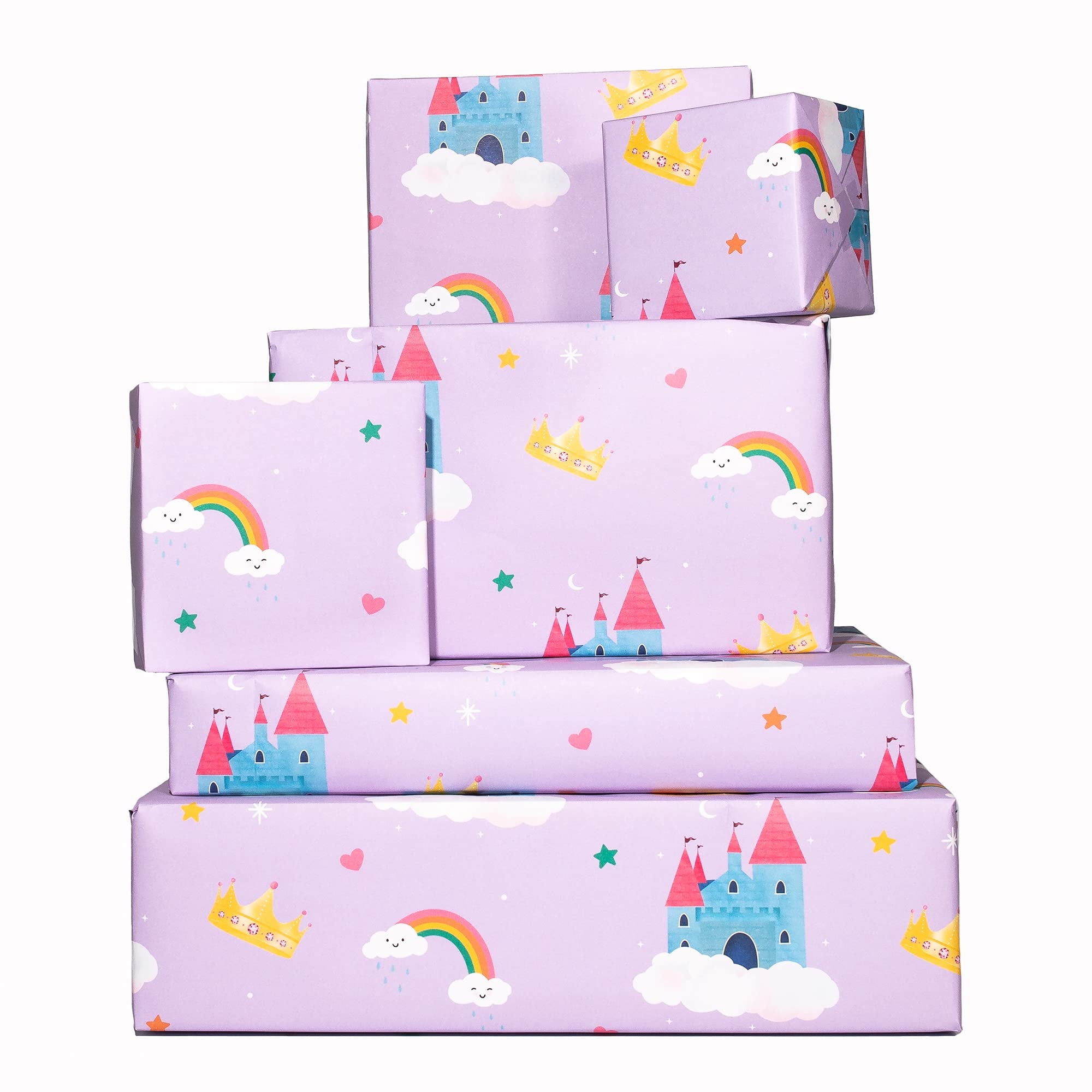 CENTRAL 23 Birthday Wrapping Paper Sheets (x6) - Purple Rainbow and ...
