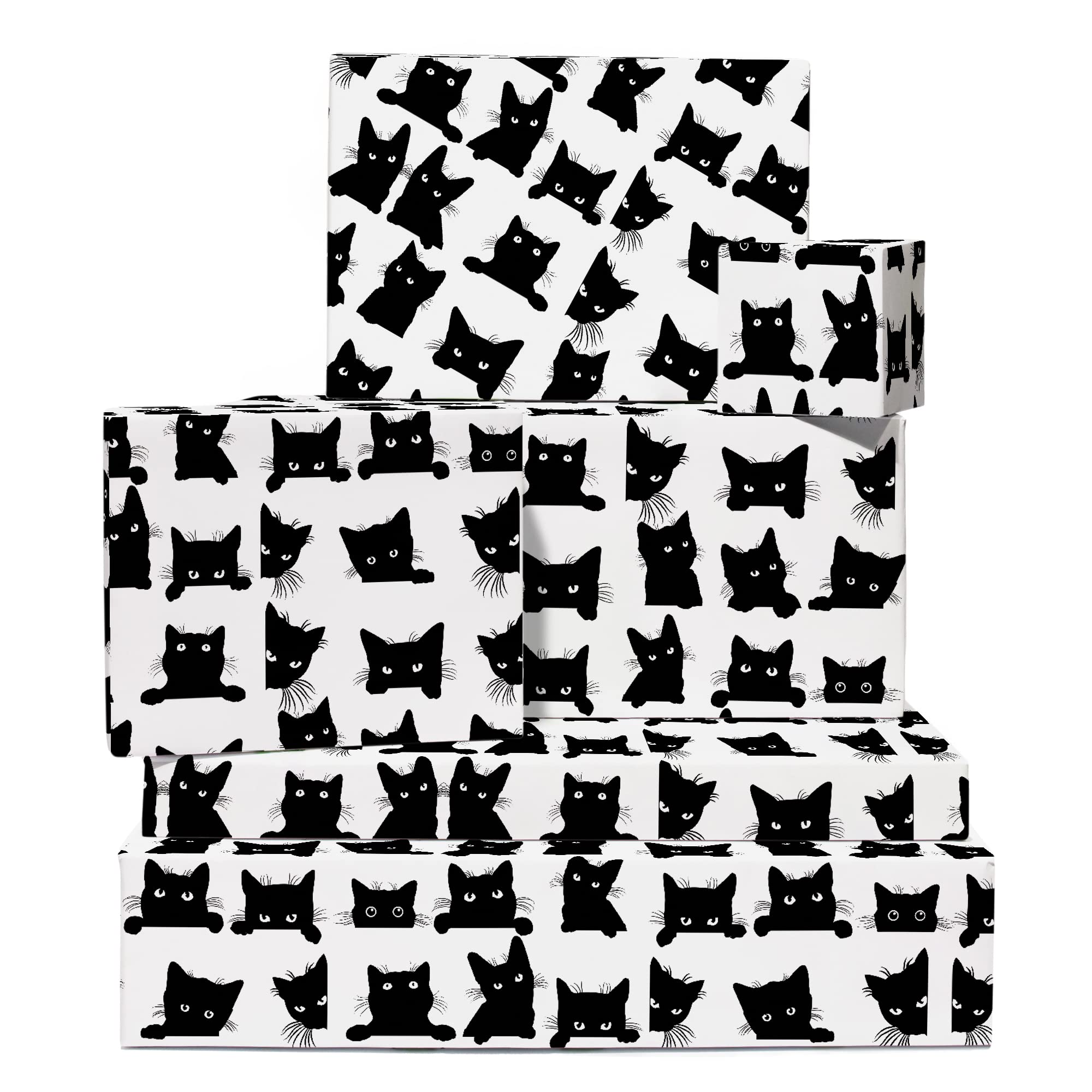 CENTRAL 23 Black AJH3 Cat Wrapping Paper - Eco-Friendly - 6 Sheets Gift ...