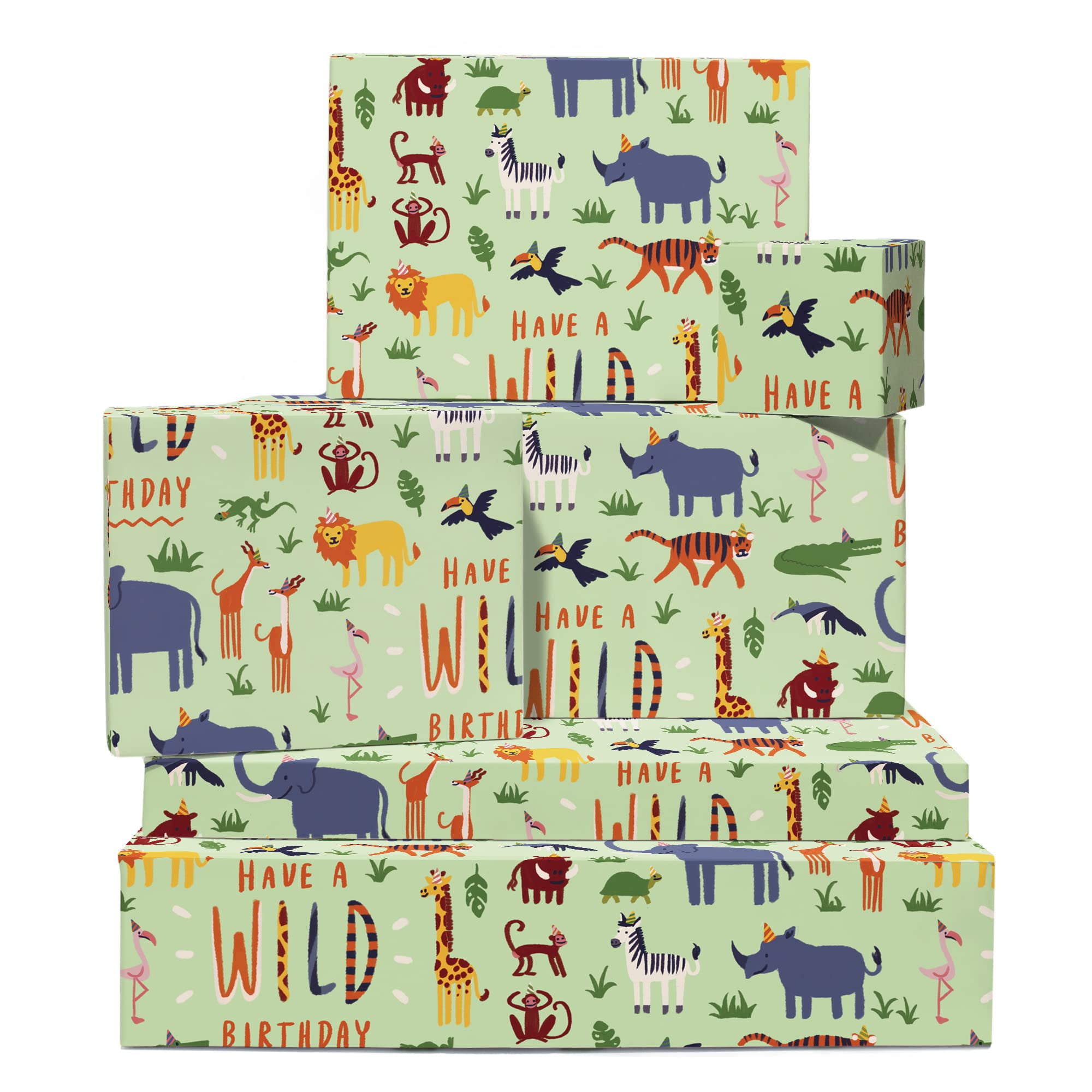 CENTRAL 23 Jungle Gift Wrap - AIS1 6 Sheets with Tags - 'Have a Wild ...