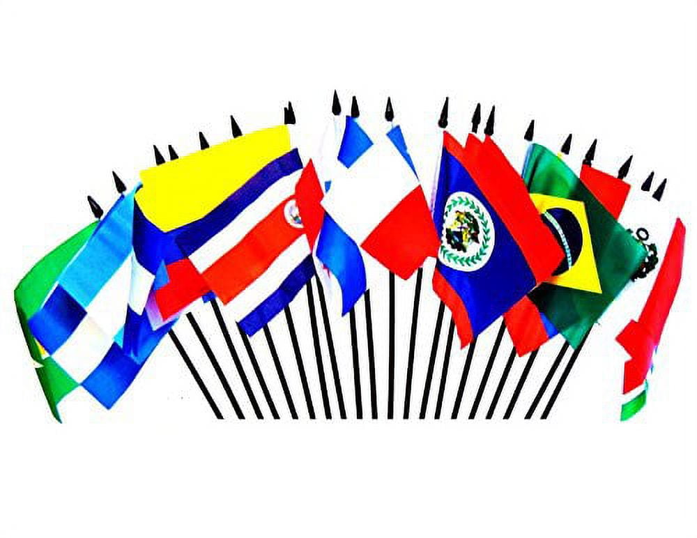 Central and South America Flags, 20 Polyester 4x6 Miniature Desk Flags ...