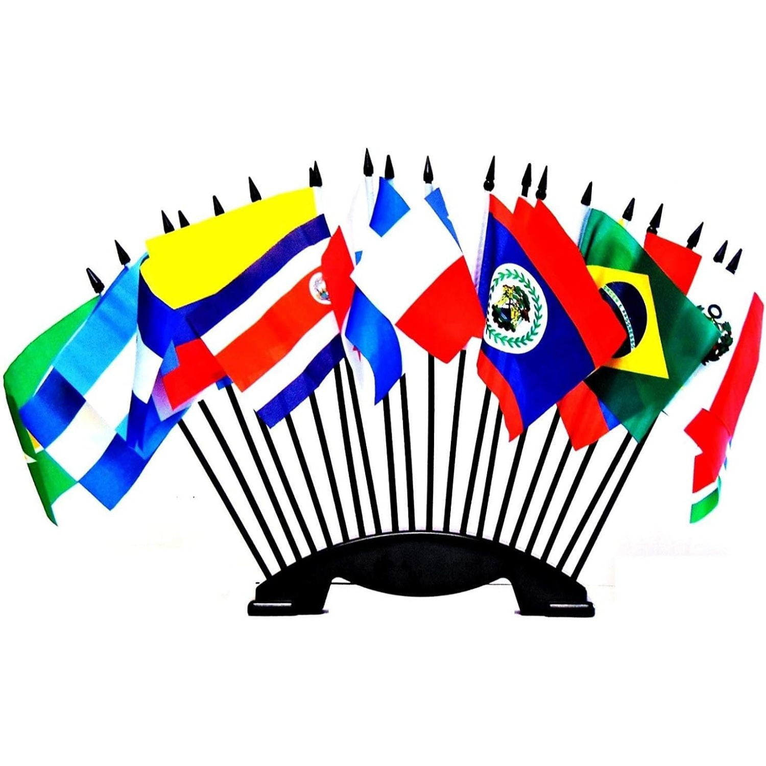 CENTRAL and SOUTH AMERICA WORLD FLAG SET with BASE--20 Polyester 4"x6 ...