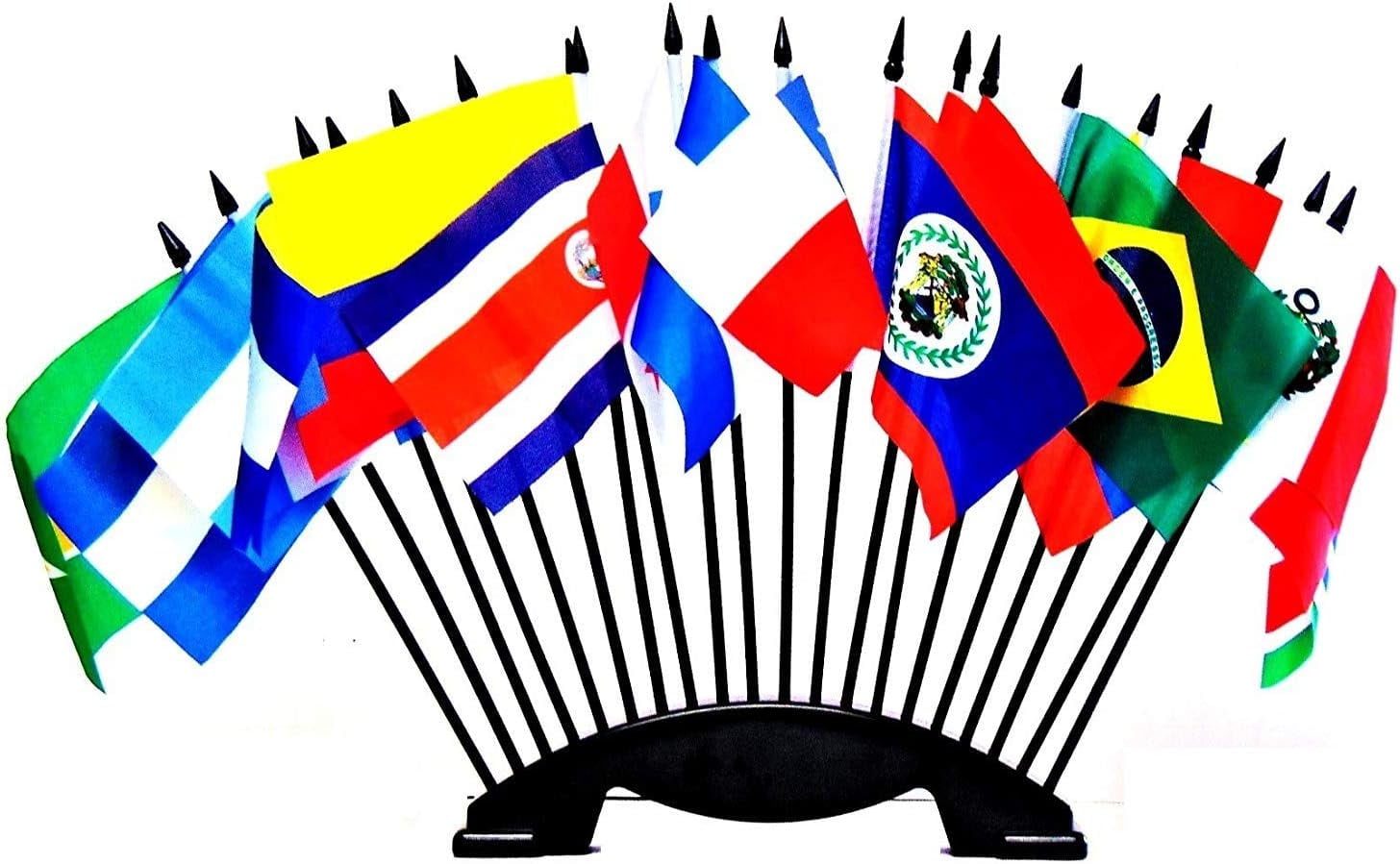 CENTRAL and SOUTH AMERICA WORLD FLAG SET with BASE--20 Polyester 4"x6 ...