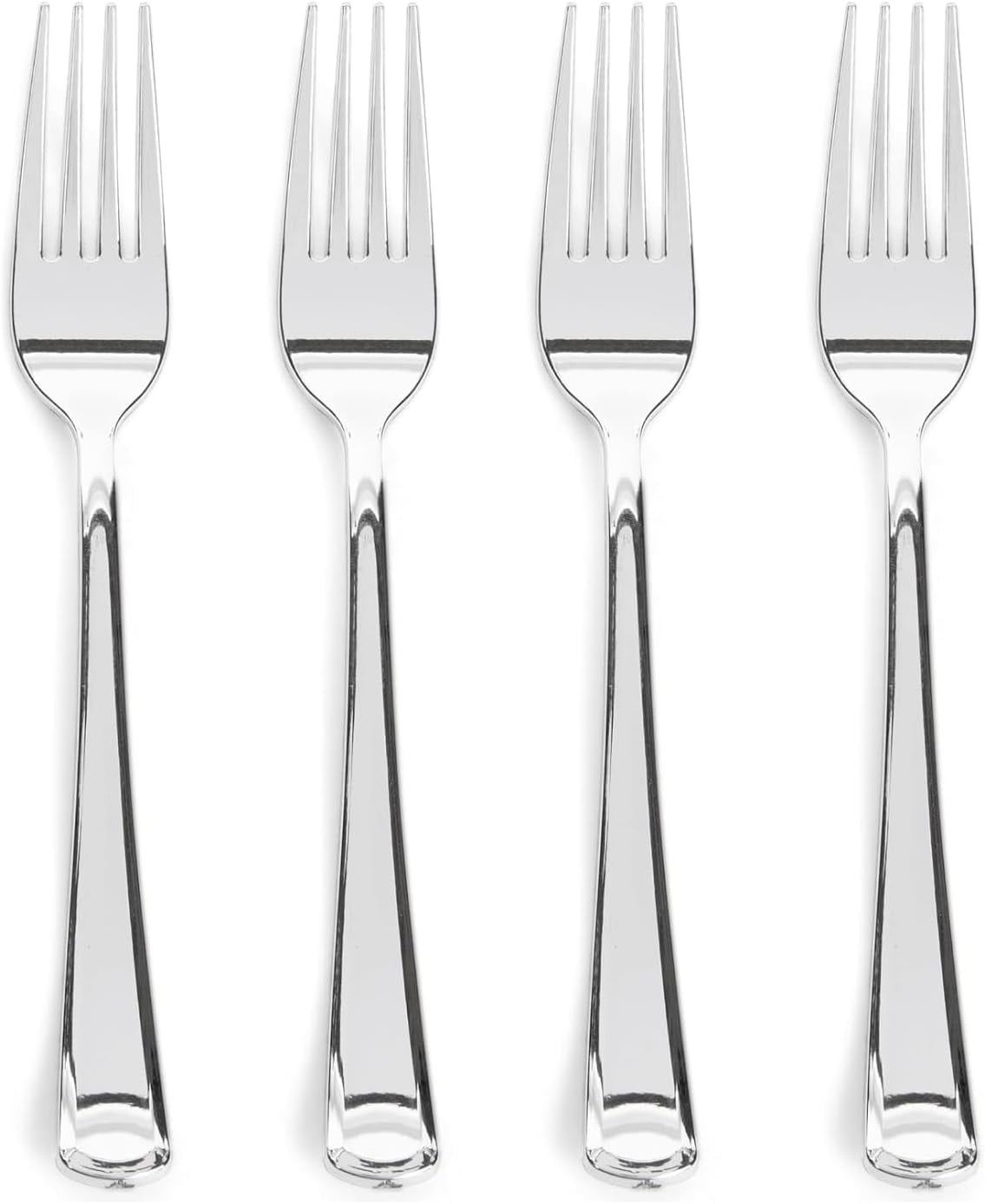 CENTRE 100 Pack Silver Plastic Forks Heavy-Duty - Elegant Disposable ...