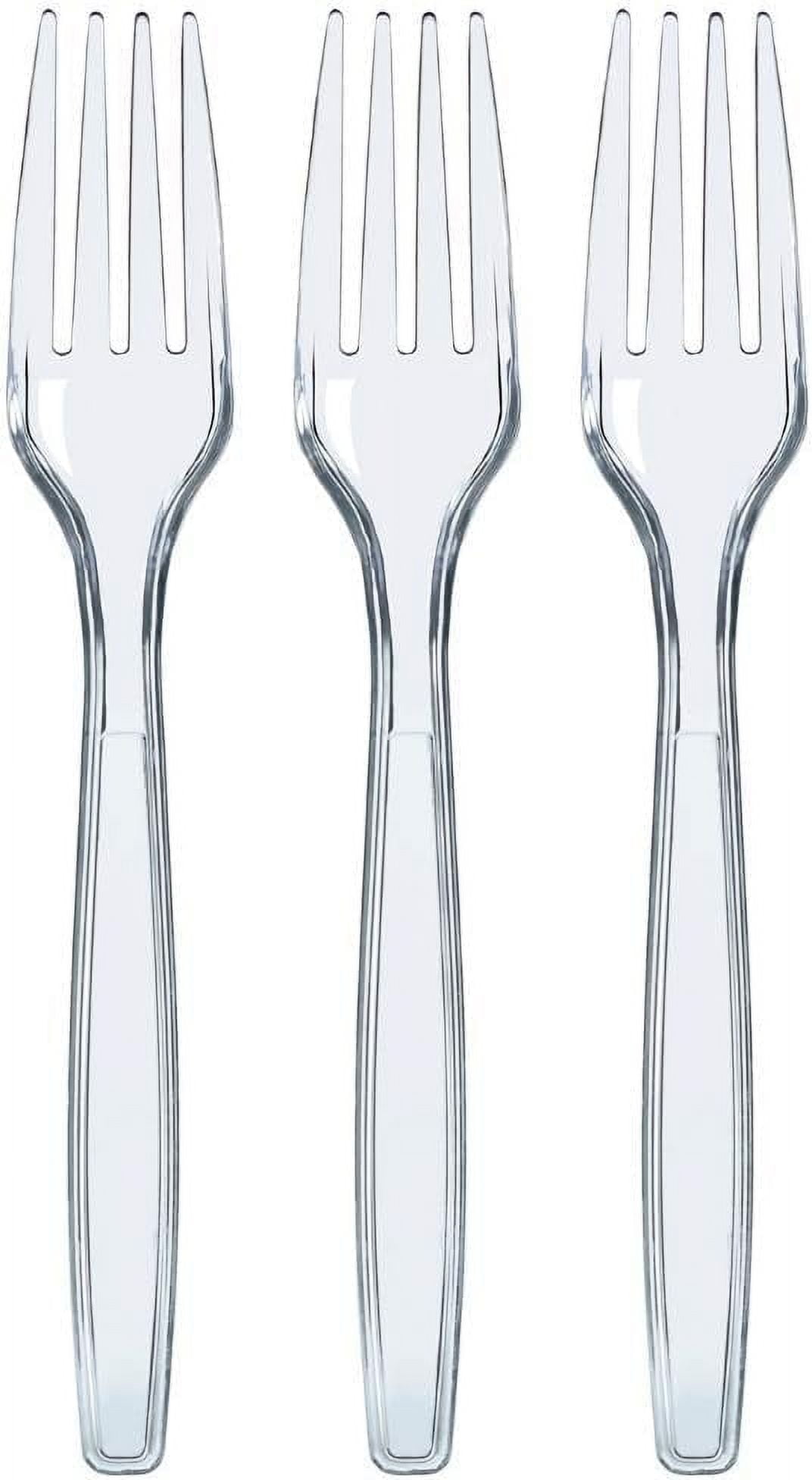 CENTRE Clear Plastic Forks 100 Count - Heavy Duty Disposable Forks ...