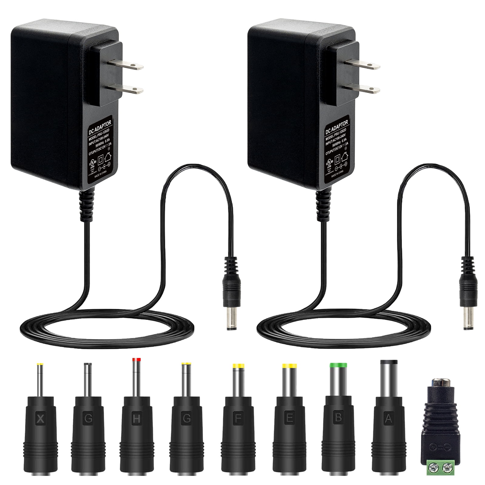 CENTROPOWER 12V 2A Power Supply DC Adapter（2 Pack）,AC 100-240V to DC 12 ...
