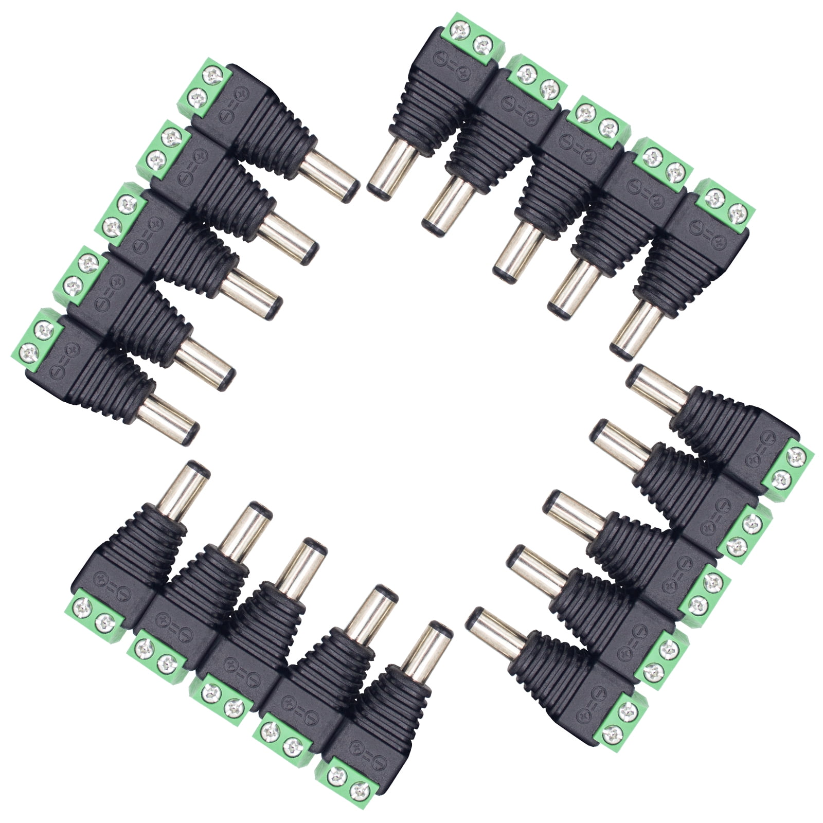 CENTROPOWER 40 Pieces DC 12V 5A Male Plug Connector 5.5mm X 2.1mm，DC ...