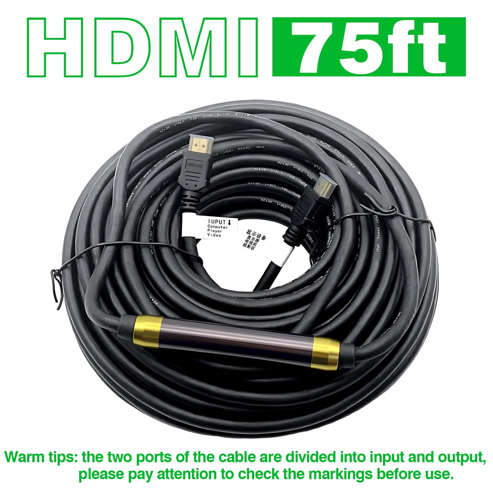 CENTROPOWER 75ft HDMI Cable 4K High Speed,with Built-in Signal Booster ...