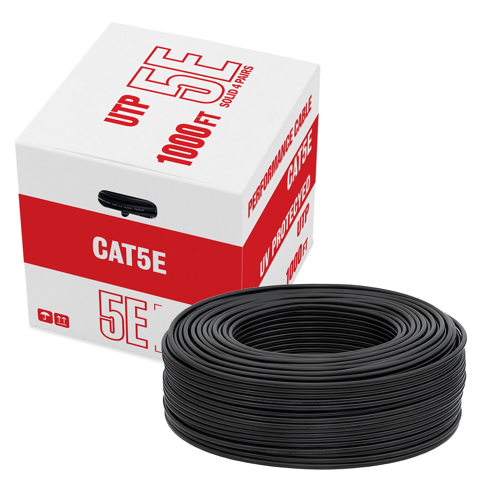 CENTROPOWER Cat5e Cable 1000ft Outdoor，24AWG Solid Bare Copper , 350MHz ...