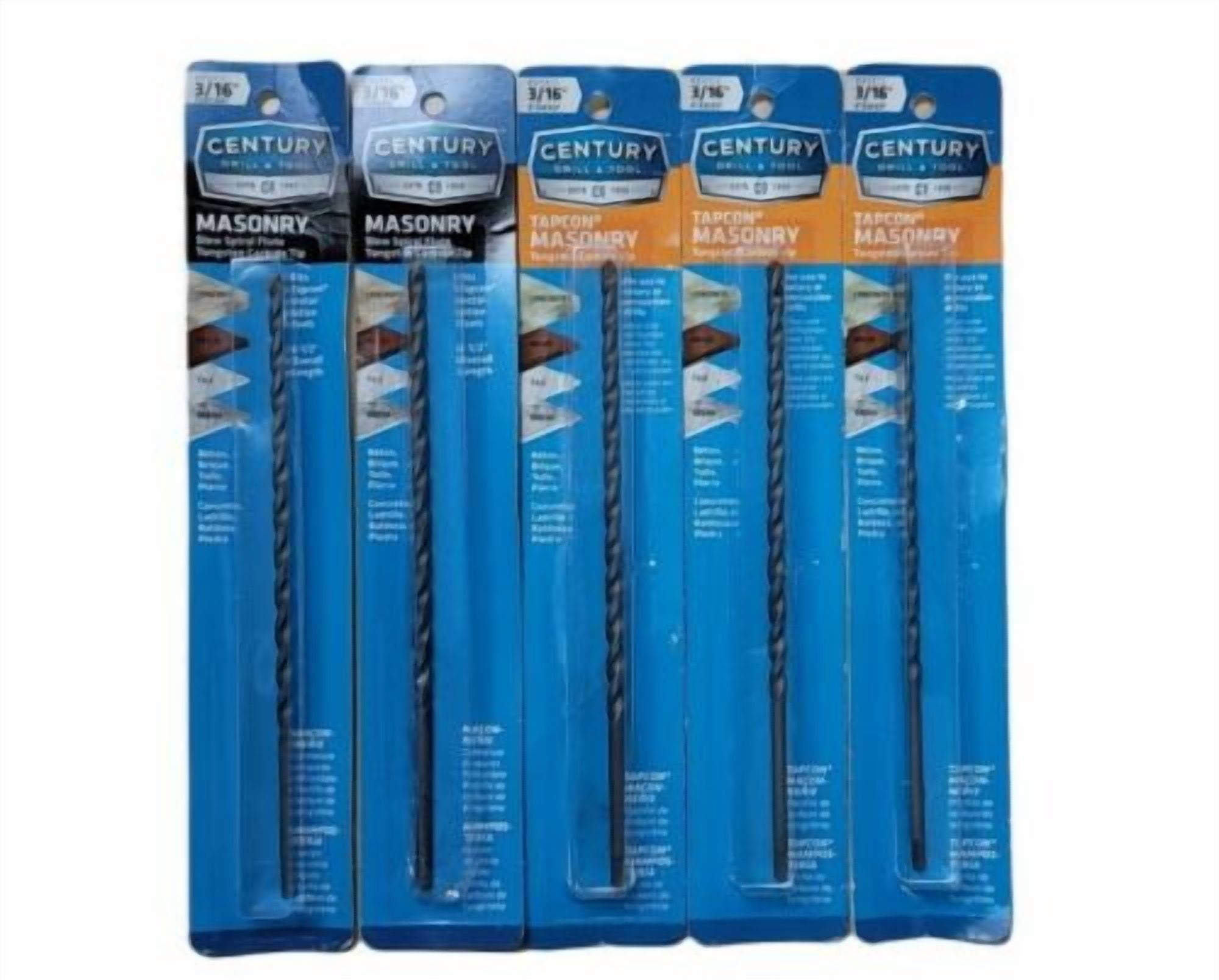 CENTURY DRILL & TOOL Drill Bit For Masonry Brick Stone, 3/16 Inch Pack ...