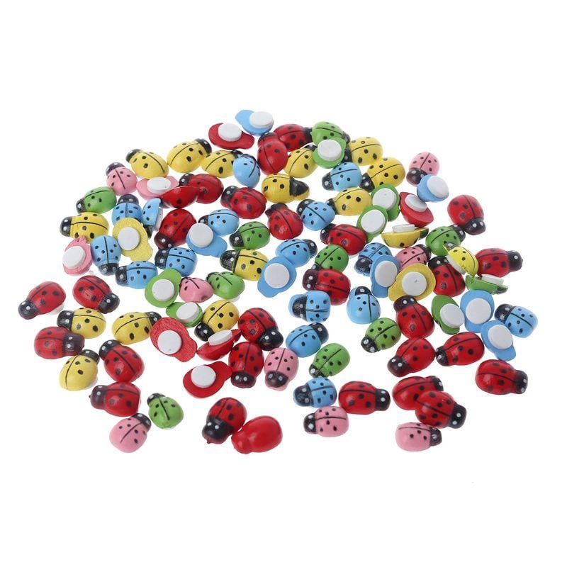 CEORPER 100pcs Mini Ladybugs Shaped Stickers Miniature Ornament DIY ...