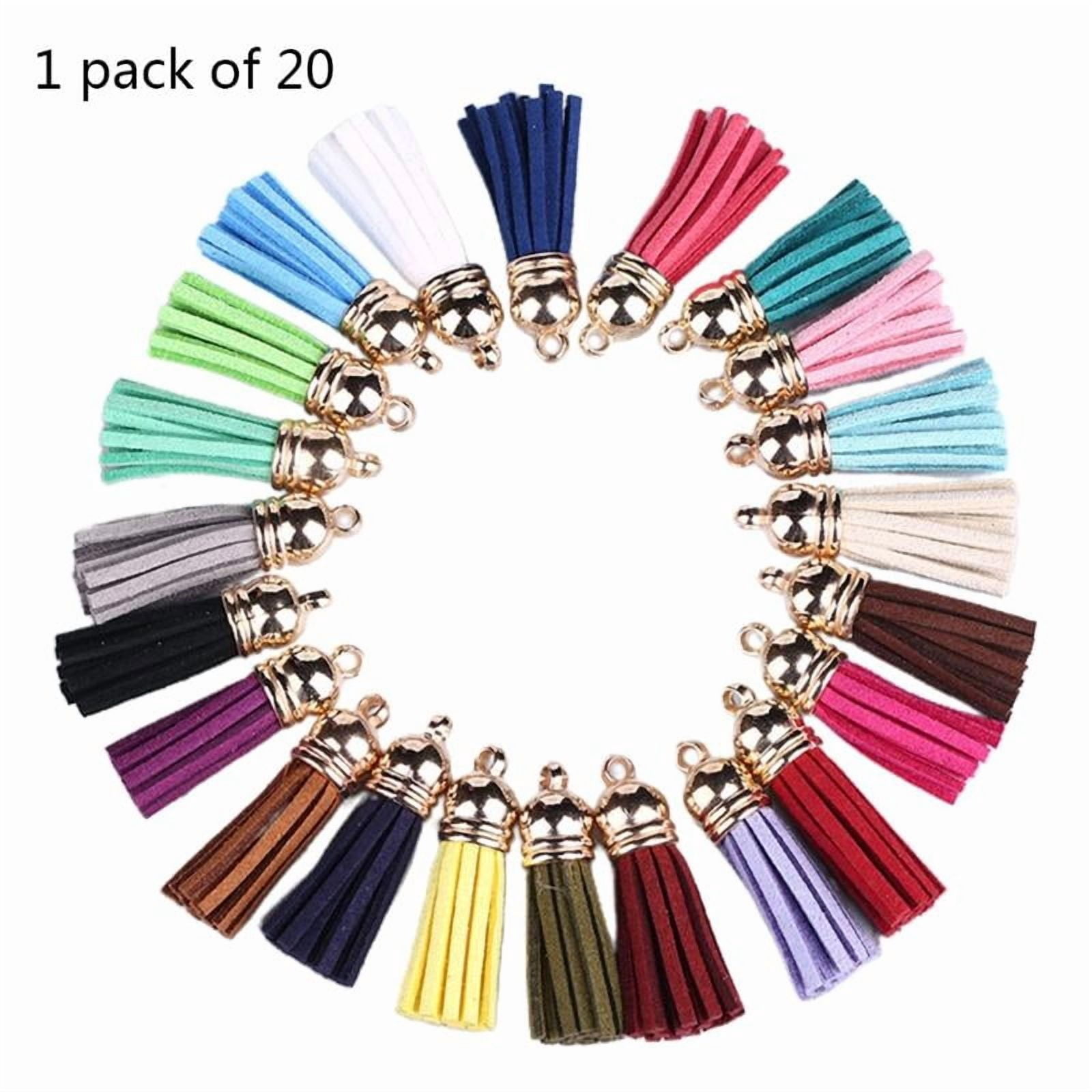 CEORPER 20 Pcs 4cm Suede Tassels Multi Colors Faux Suede Keychain ...