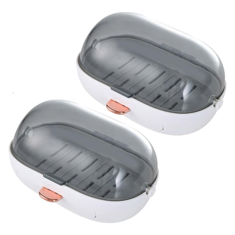 CEORPER 2Pcs Soap Dish No Drilling Required Soap Box Soap Holder Shower ...