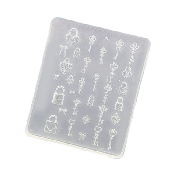 CEORPER 3D Nail Art Moulds Lock Key Theme Nail Art Template Moulds ...