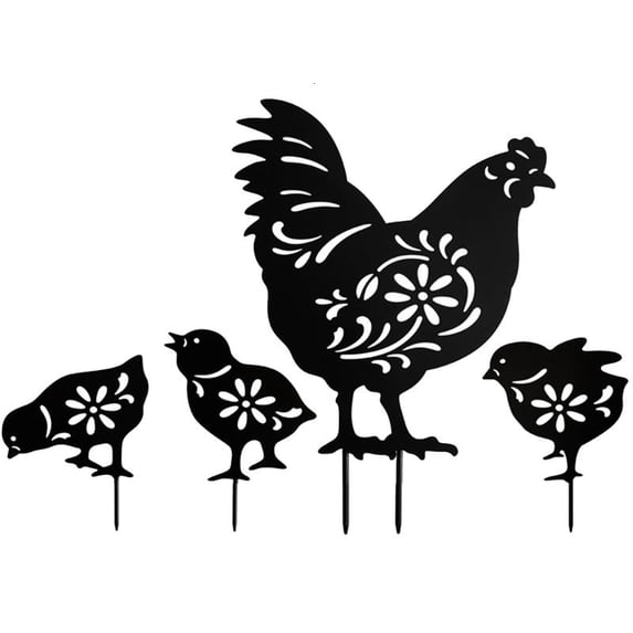 CEORPER 4Pcs Hen Chick Yard Stake Garden Decoration Acrylic Sculpture ...