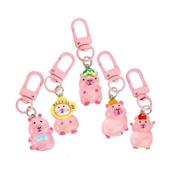 CEORPER 5Pcs Luminous Capybara Key Holder Fashionable Pink Keychain For ...