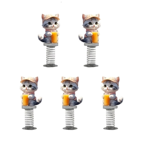 CEORPER Cats Drinking Juices 2D Flat Acrylic Ornaments with Spring Car ...