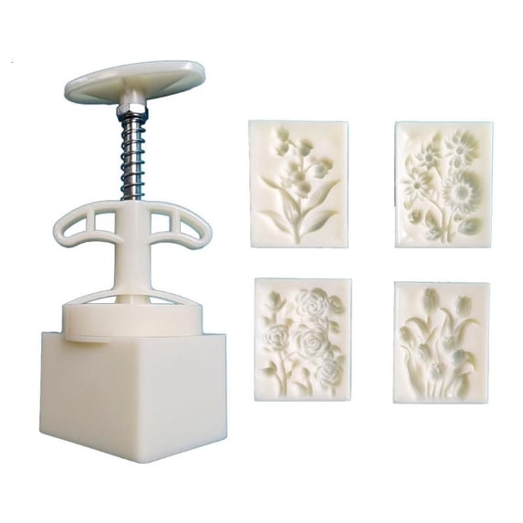 CEORPER Cookie Stamps Flower Pattern Mooncake Mould Moon Cake Makers ...