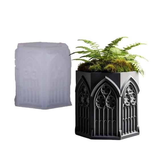 CEORPER Decorative Church Relief Silicone Mold For DIY Resin Planters ...