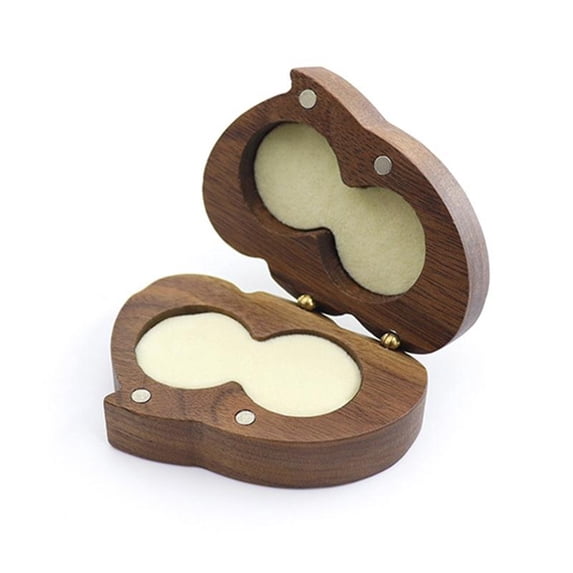 CEORPER Double Heart-Shaped Walnut Engagement Ring Box Used for ...