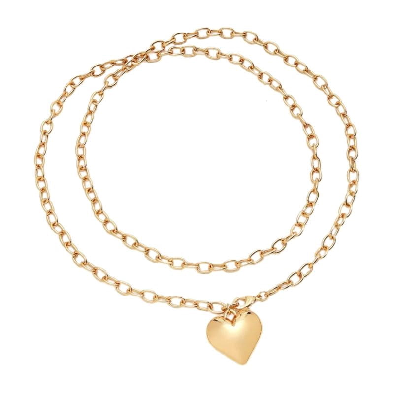 CEORPER Elegant Heart Pendant Copper Chain Necklace Layering Design ...