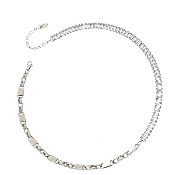 CEORPER Elegant Zircon And Chain Layering Necklace Stainless Steel ...