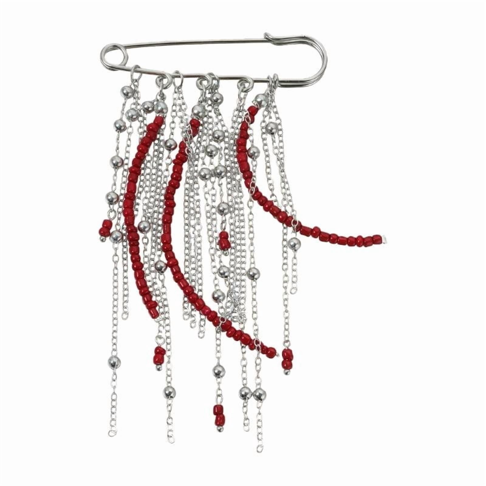 CEORPER Innovative Multi Chain Design Brooch Red Bead Tassels Retro ...