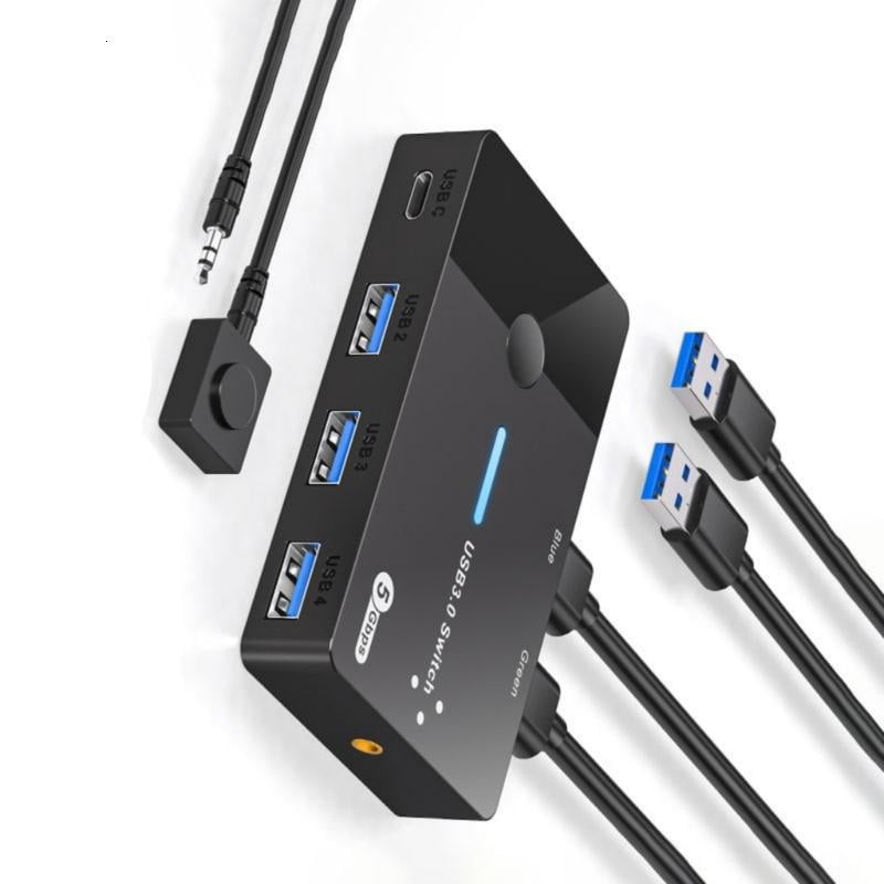 CEORPER KVM Switcher for 2 Computers USB3.0 KVM Switcher 2 in 4 Out ...